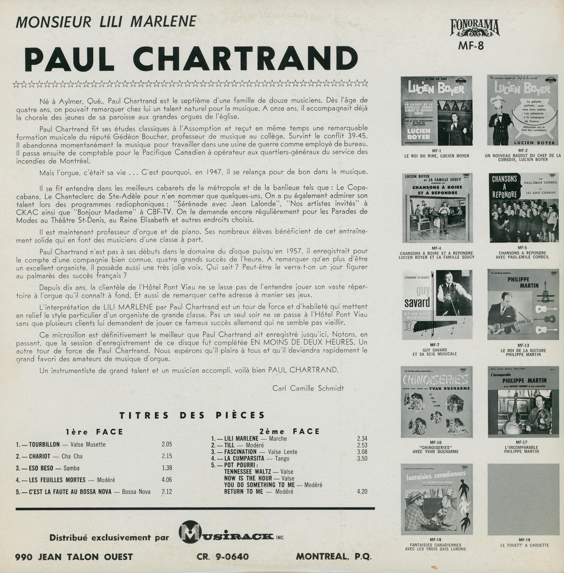 L'unique Paul Chartrand à l'orgue Hammond (1962) | Paul Chartrand