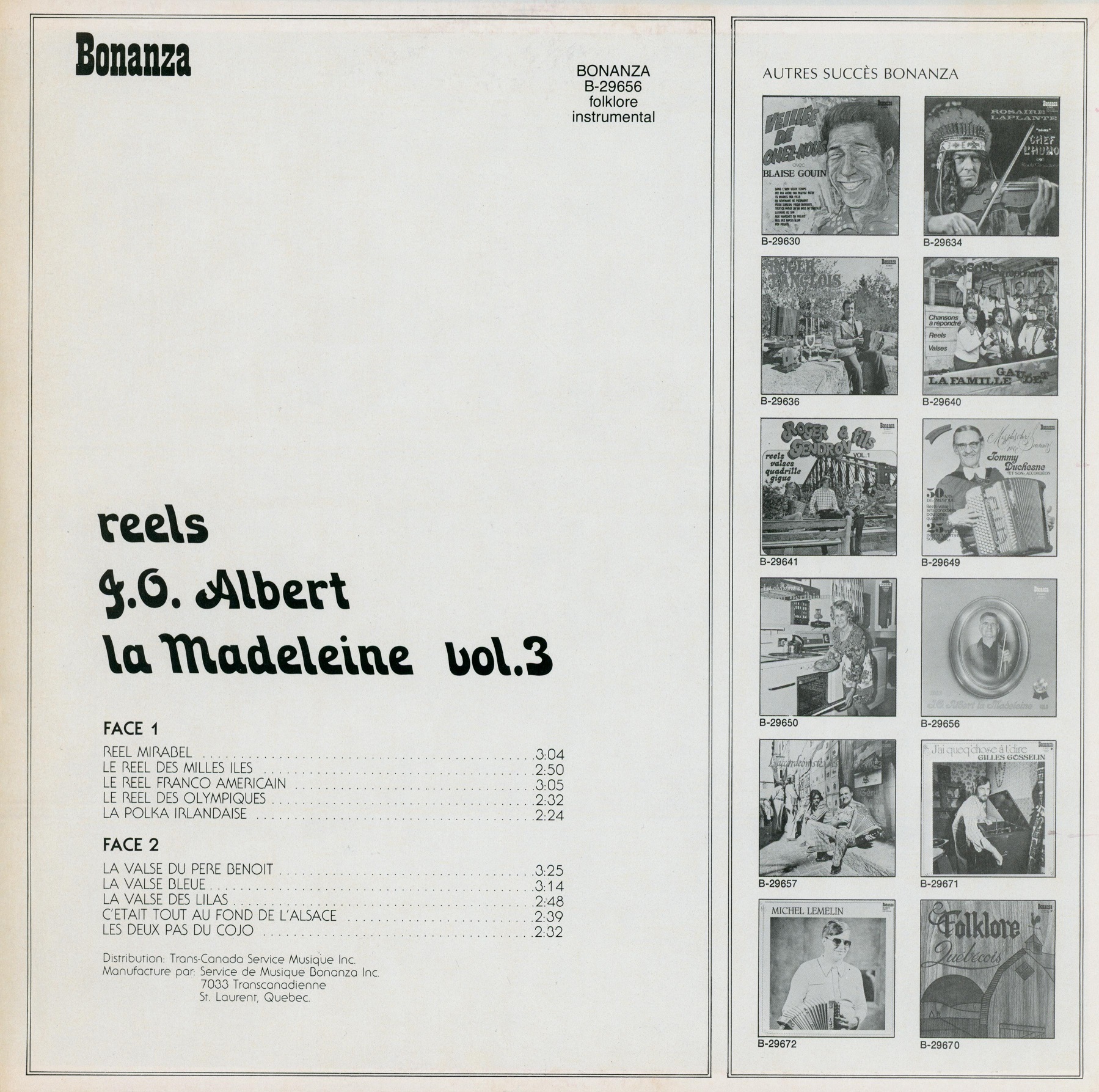 Reels - J.O. Albert La Madeleine vol. 3 (1976) | J.O. Albert La Madeleine