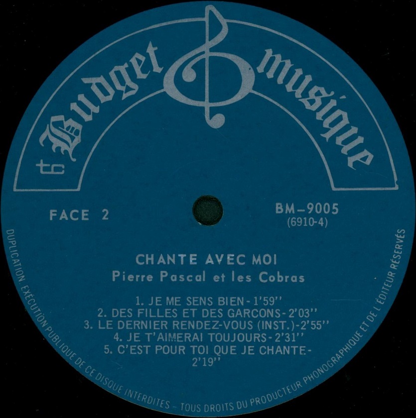 Chante avec moi (1969) | Pierre Pascal et les Cobras